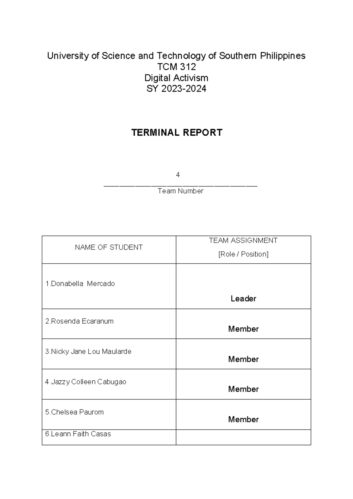 Team-4- Final-Project Paper Terminal-Report-1 - University of Science ...