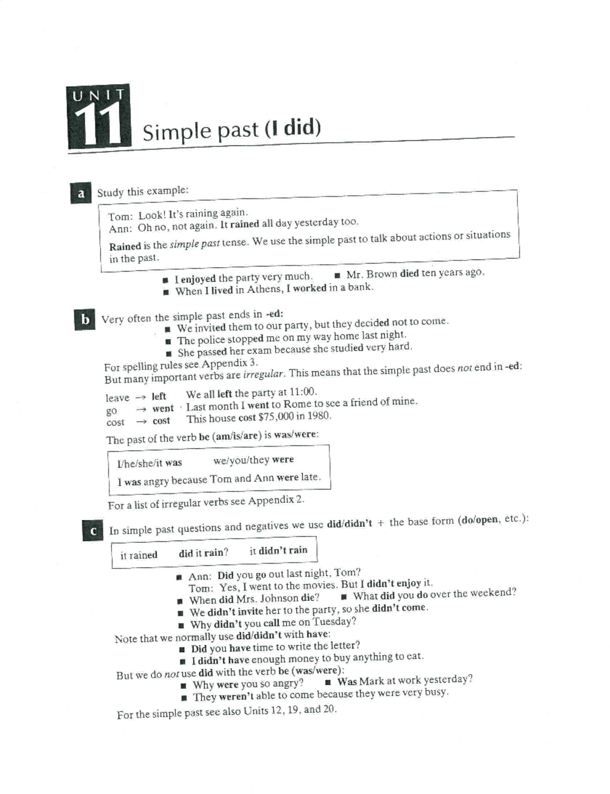 Unit 11 - Simple Past1 - ESL 3100 - Studocu