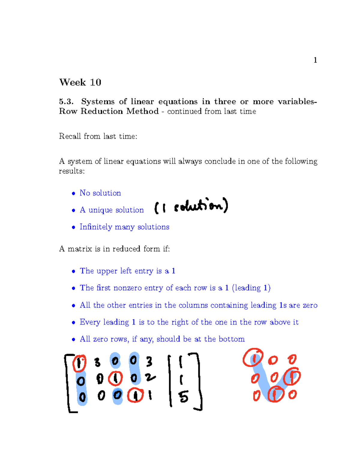 Week 10-filled in - Week 10-filled in - Week 10 Systems of linear ...