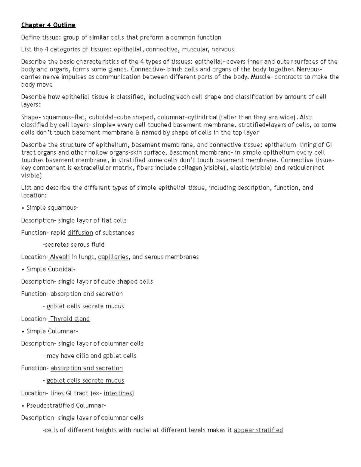 Ch 4 outline answers 4 - Lecture notes ch 4 - Chapter 4 Outline Define ...