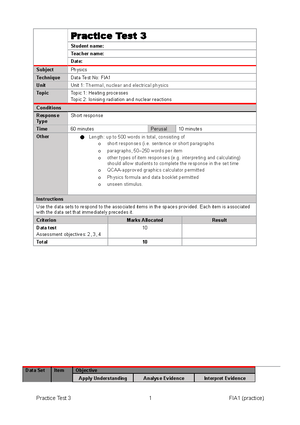 U1-FIA1 Data Test Practice 4 - Solutions - Name Teacher Subject Physics ...