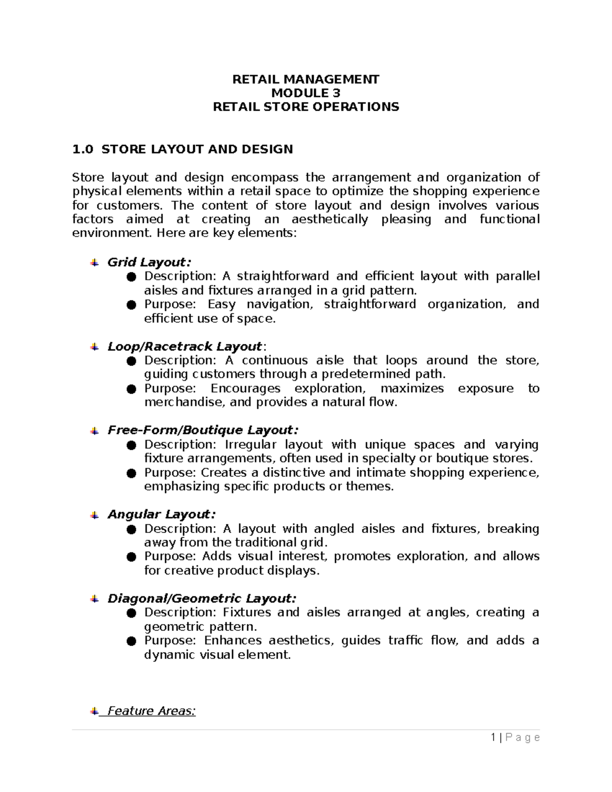 Module 3 - RETAIL MANAGEMENT MODULE 3 RETAIL STORE OPERATIONS 1 STORE ...