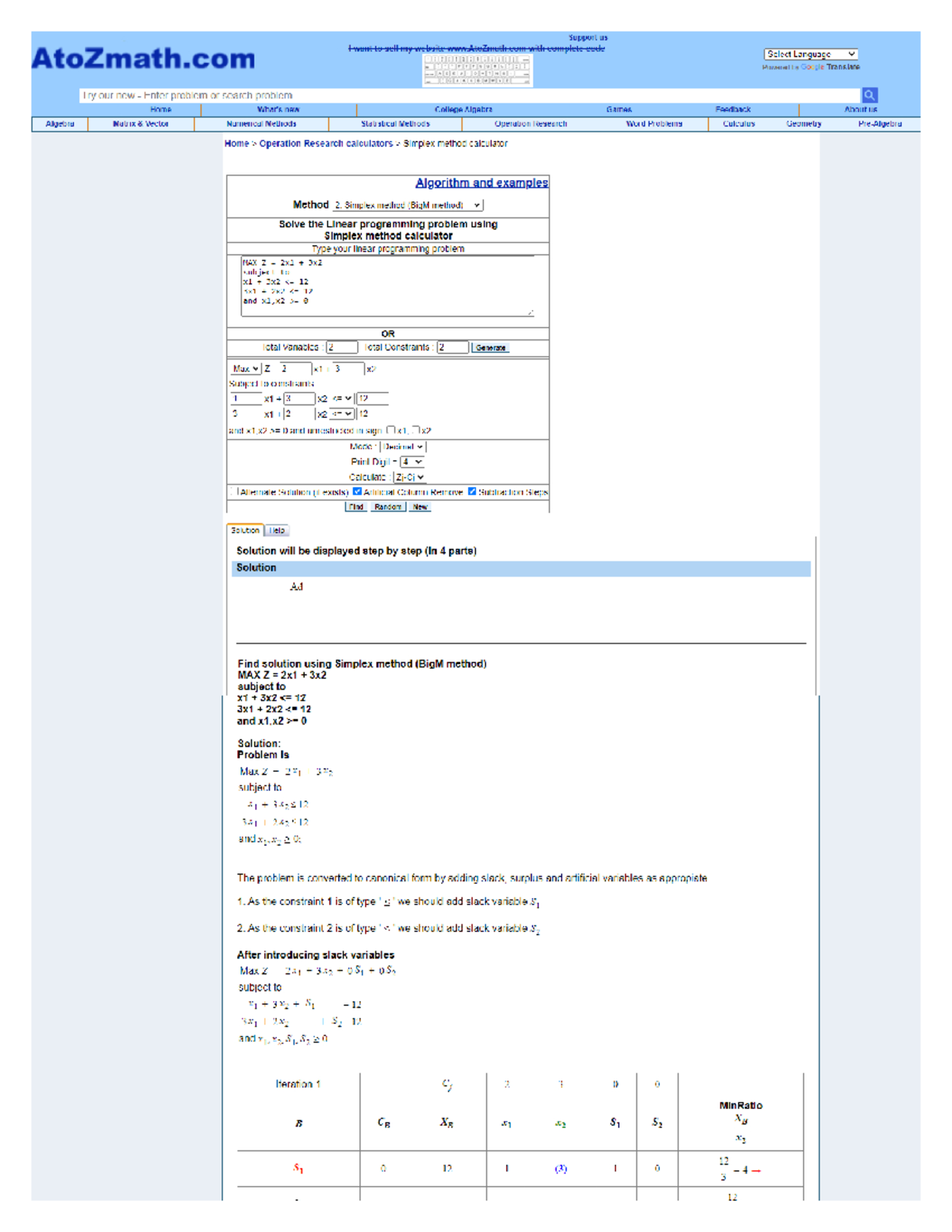 Simplex problem - Operations Research - Studocu