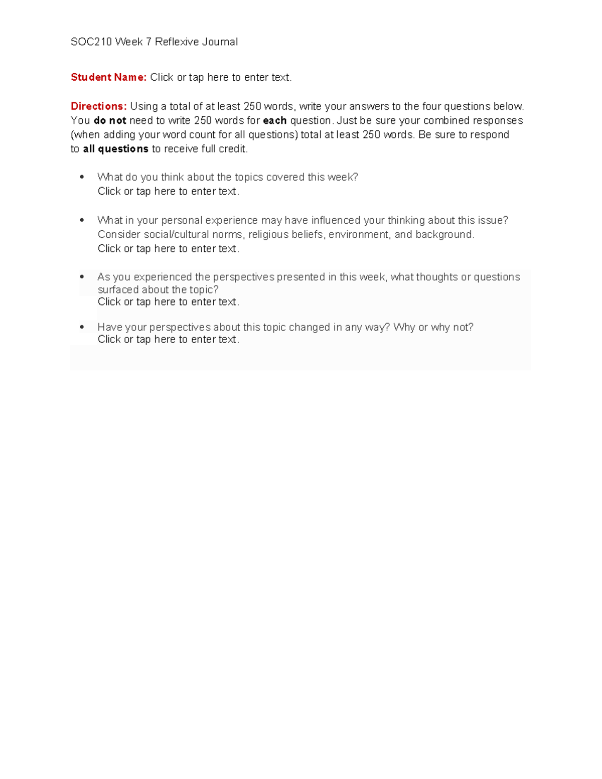 Template Week 7 Reflexive Journal - SOC210 Week 7 Reflexive Journal Student Name: Click or tap ...
