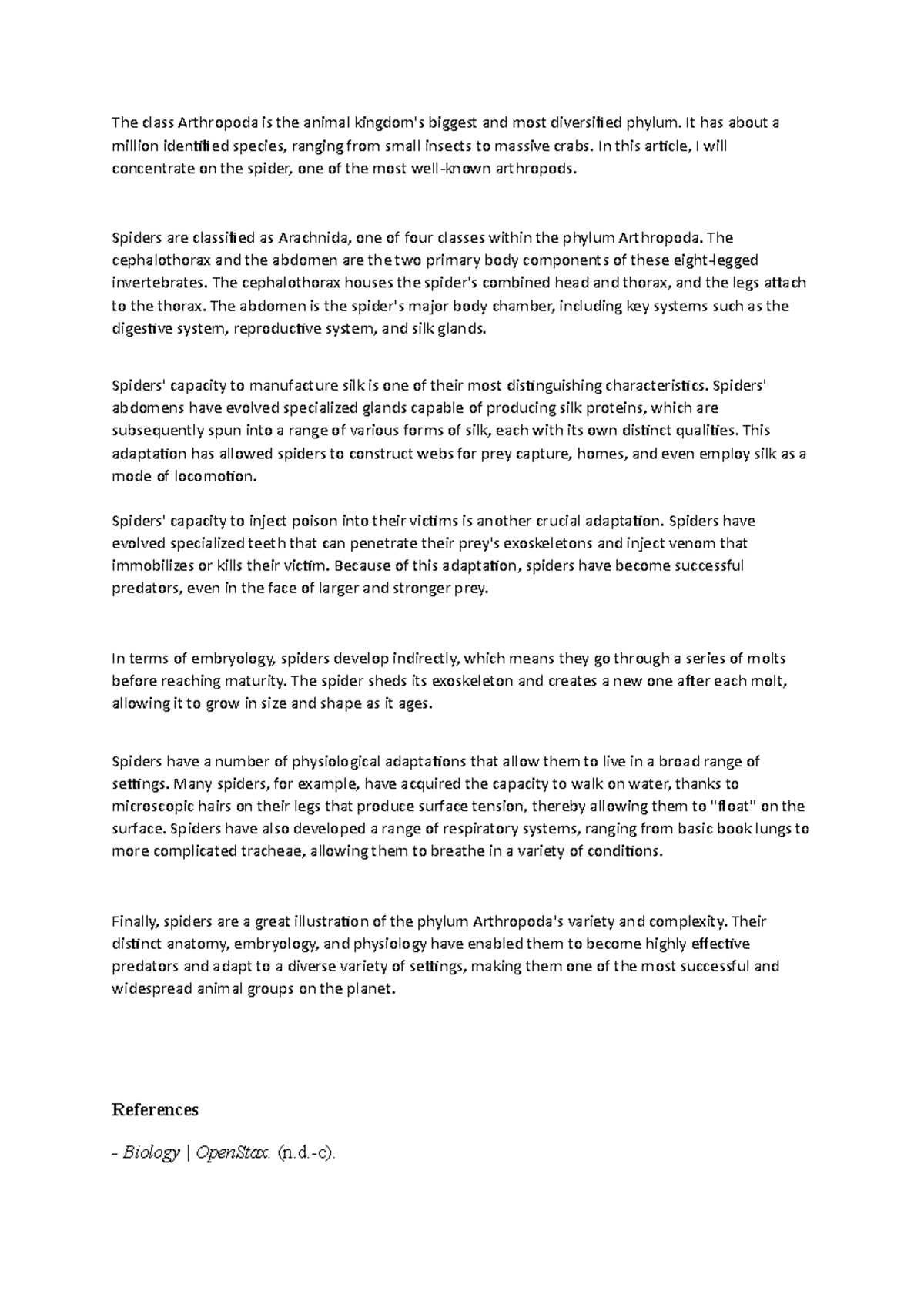 Bio 1301 Journal Unit 6 - The class Arthropoda is the animal kingdom's ...