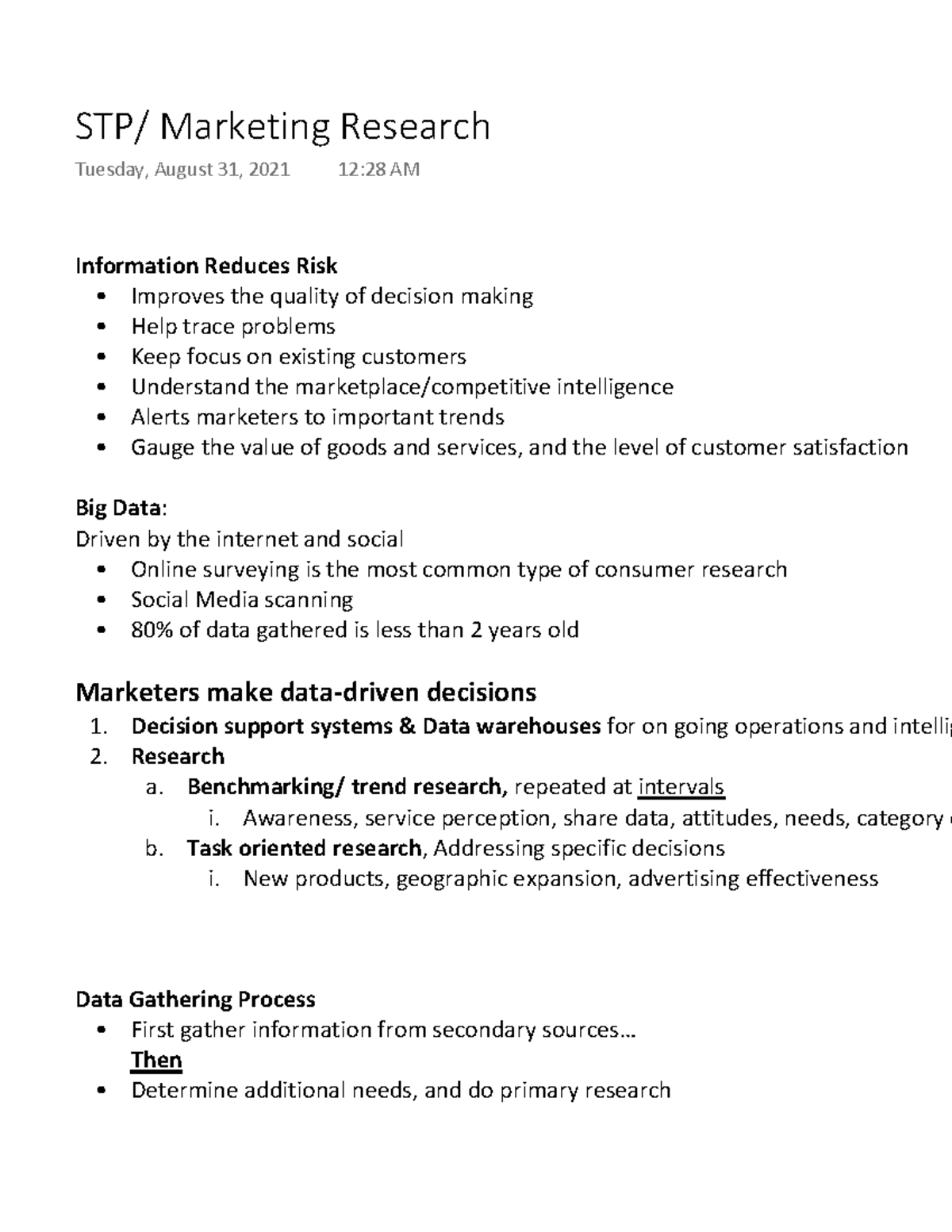 STP Marketing Research - Information Reduces Risk " Improves the ...