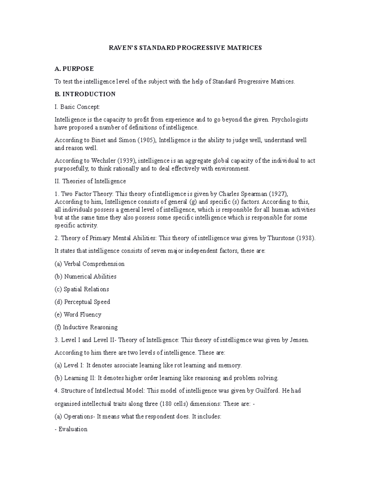 Raven s Standard Progressive Matrices - RAVEN’S STANDARD PROGRESSIVE ...