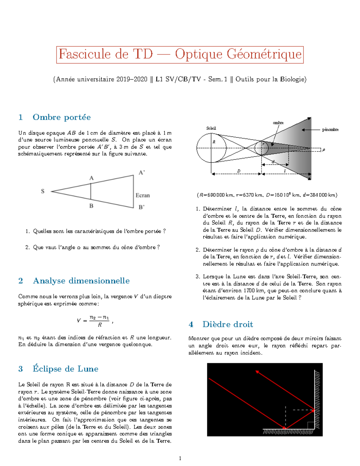 TD-fascicule-p1+2 - Td d'optique sans la correction. Année 2019 - Fa s c i c u l e d e T D — O p ...