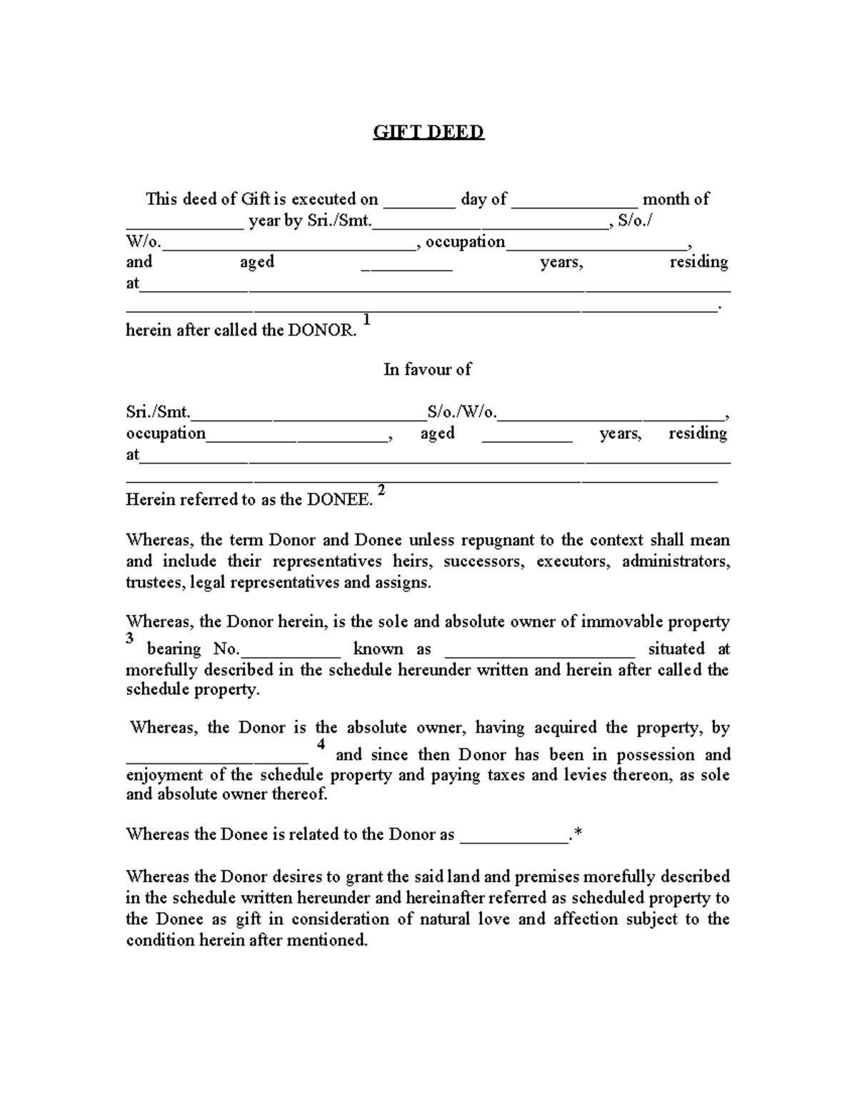 Gift Deed - Gift Deed Sample for Property Law Practice - GIFT DEED This ...