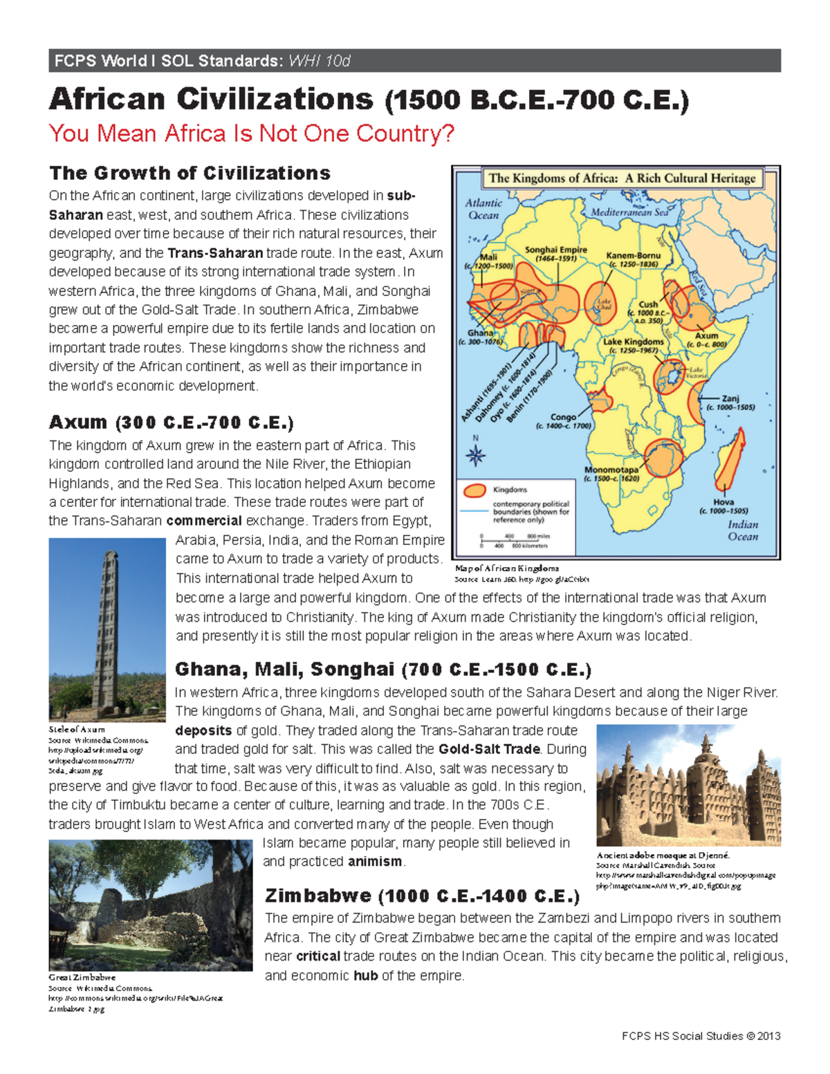 African Empires - claro - FCPS World I SOL Standards: WHI 10d FCPS HS ...
