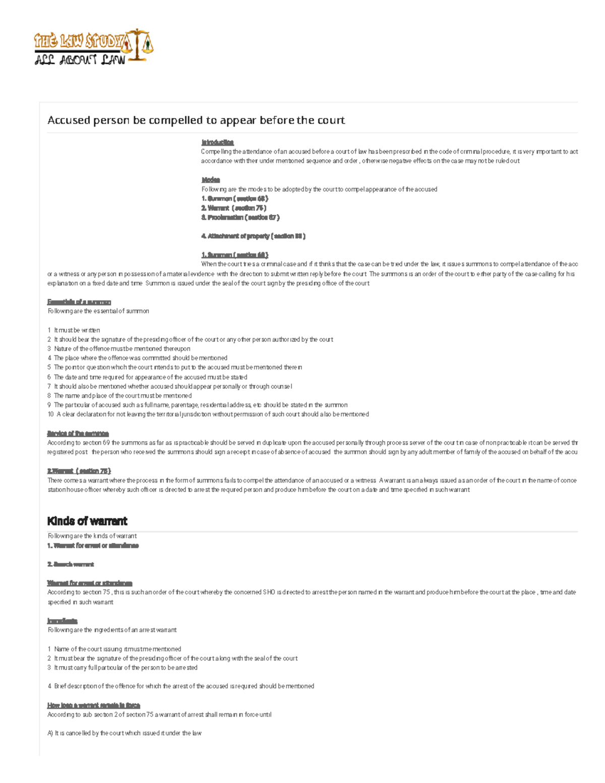 Accused person be compelled to appear before the court - The Law Study ...