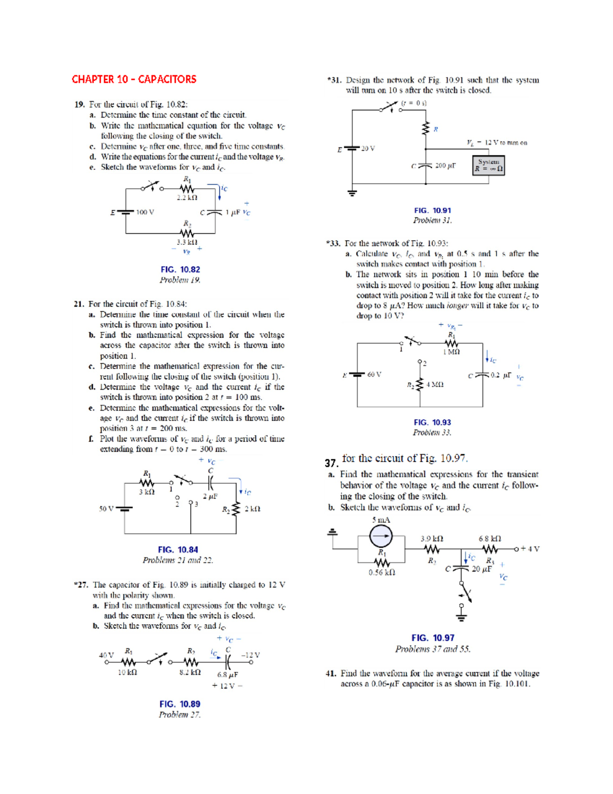 Exercises - All AC - Electrical Engineering - CHAPTER 10 – CAPACITORS ...