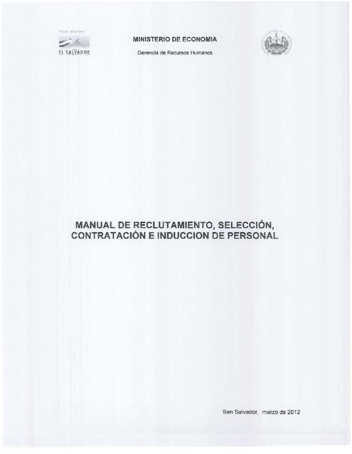 Manual de Reclutamiento Seleccion Contratacion Induccin de Personal ...