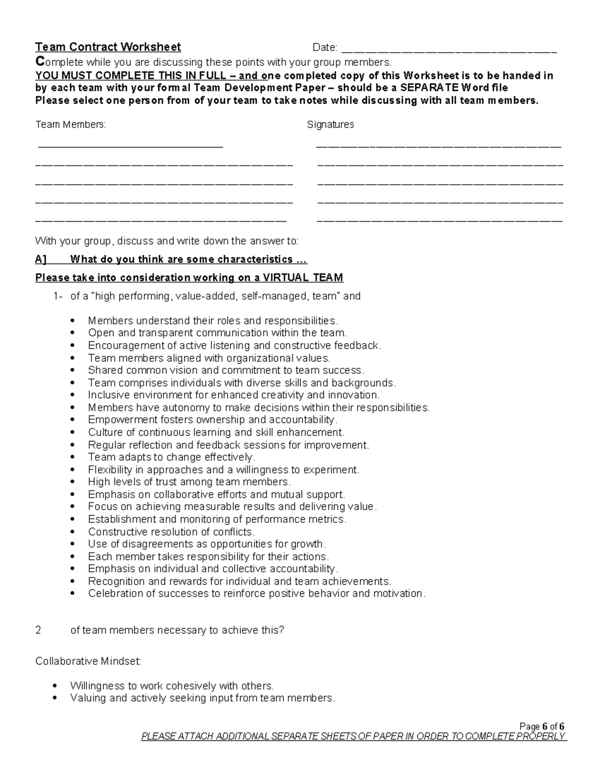 HRPD-702 - Team Contract Worksheet - Team Contract Worksheet Date ...
