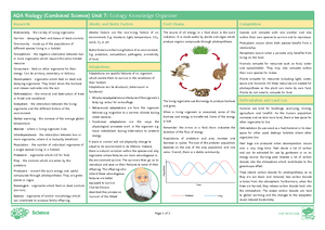 AQA Cell Biology Knowledge Organiser - Cell Biology Knowledge Organiser ...