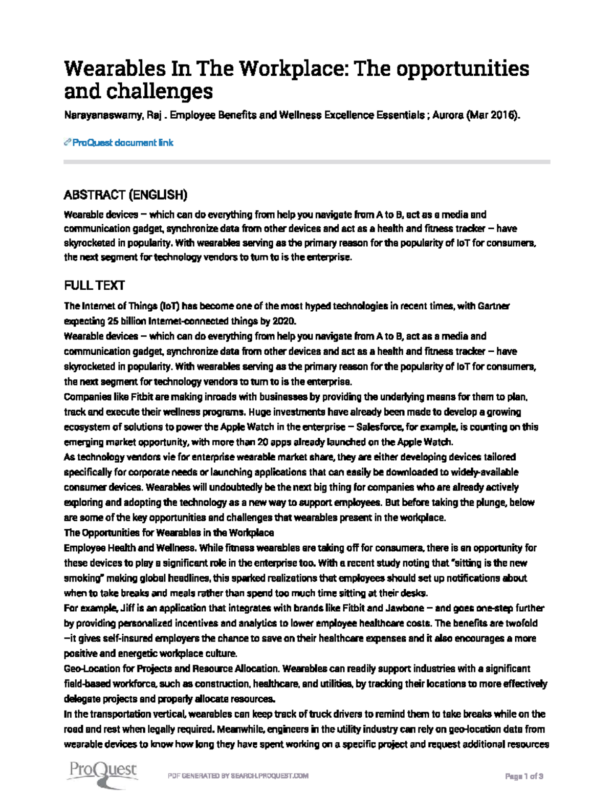 Wearables in the workplace - Wkrpt 100 - Studocu