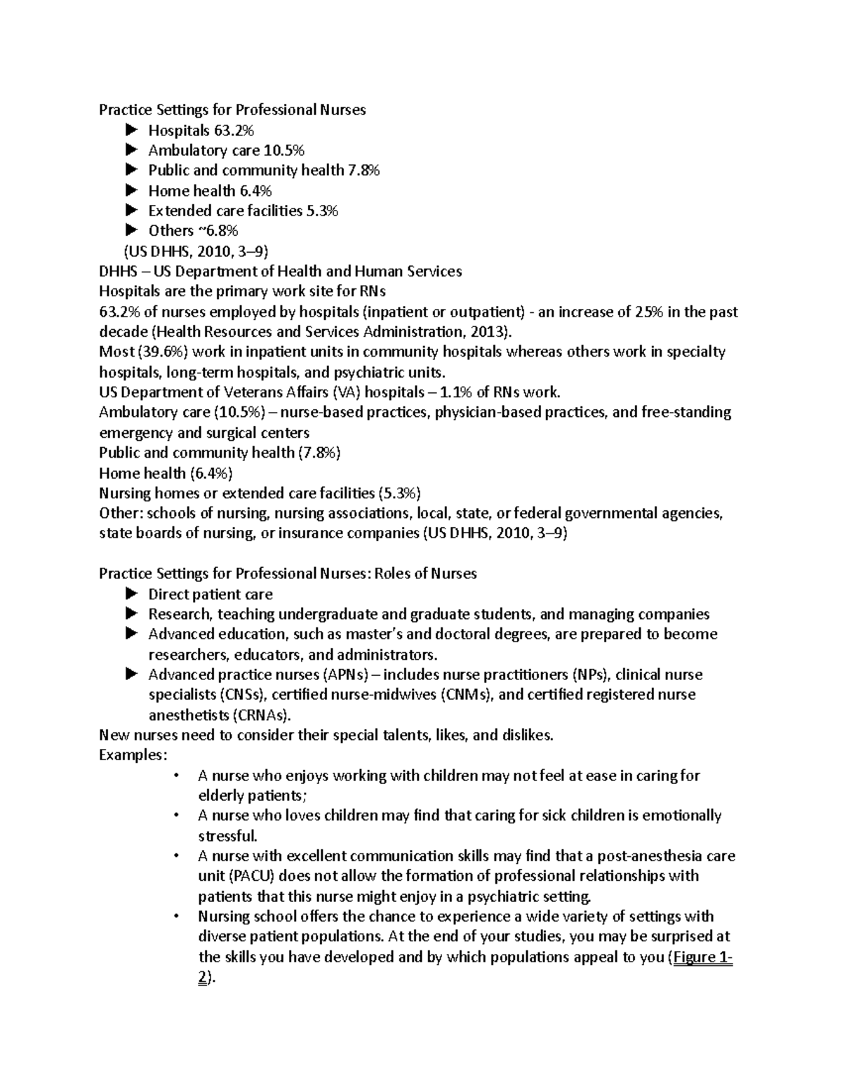 Chapter 1 (Nurs 333) Part 3 - Practice Settings for Professional Nurses ...