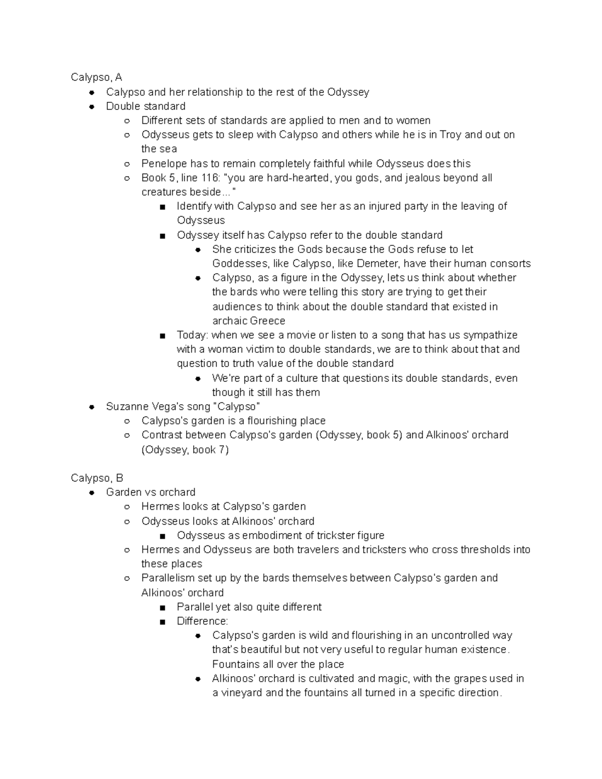 CAMS 1103 Module 2 Notes - Calypso, A Calypso and her relationship to ...