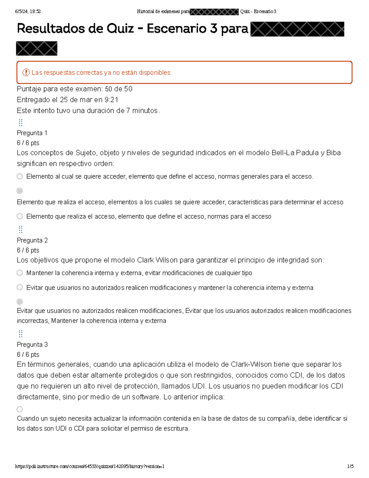 Teoria de la seguridad Quiz - Escenario 3 - Las respuestas correctas ya no están disponibles ...