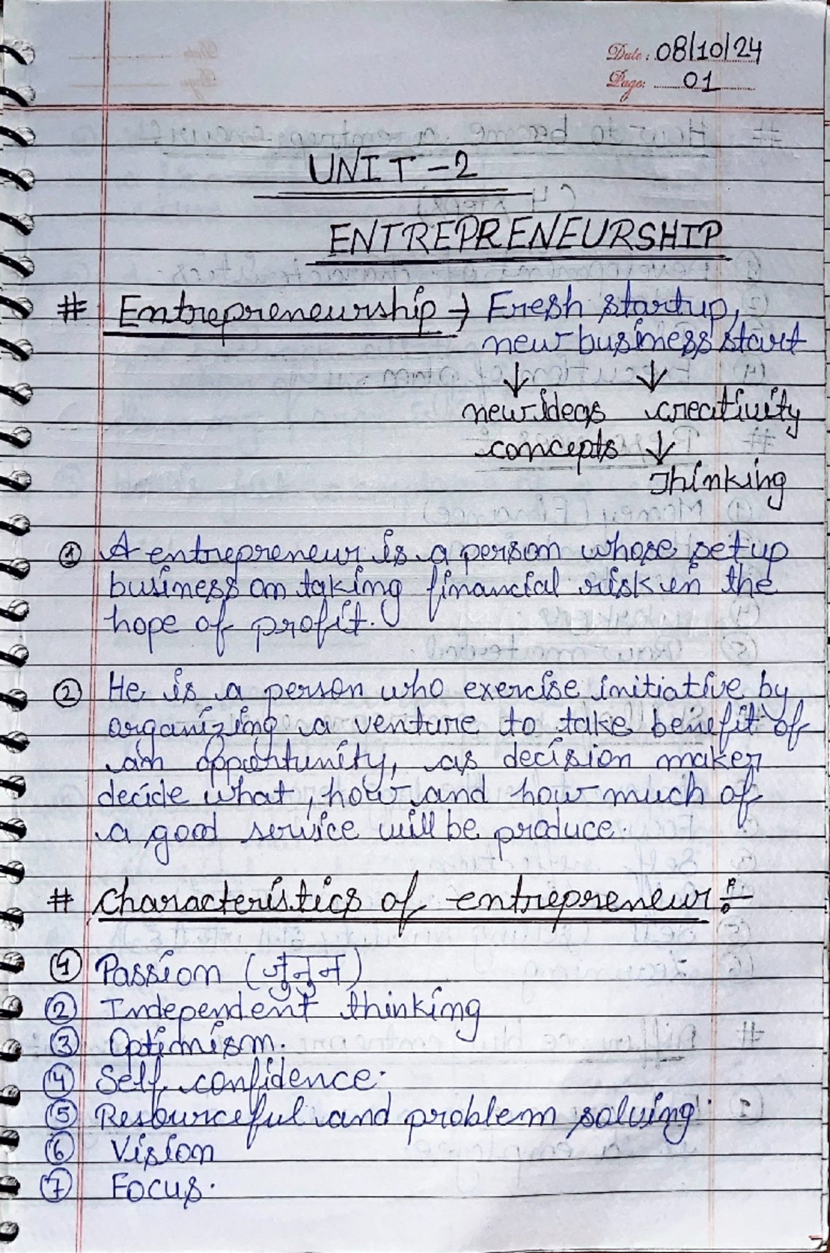 Innovation unit 1 - Date : Lago: 01 UNIT ENTREPRENEURSHIP ...