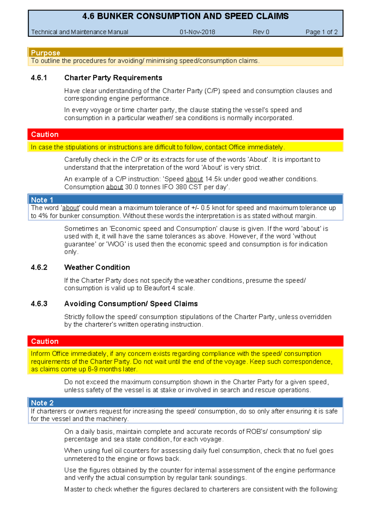 4.6 Bunker Consumption and Speed Claims - 4 BUNKER CONSUMPTION AND ...