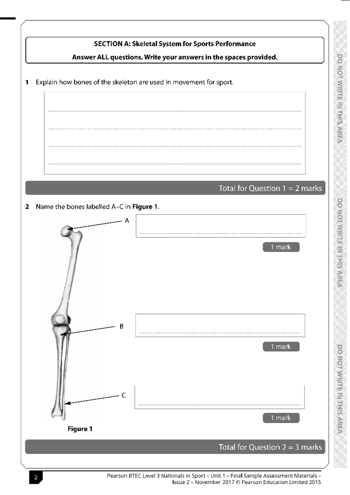 Exam qs skel 1 - Notes - SECTION A: Skeletal System for Sports ...