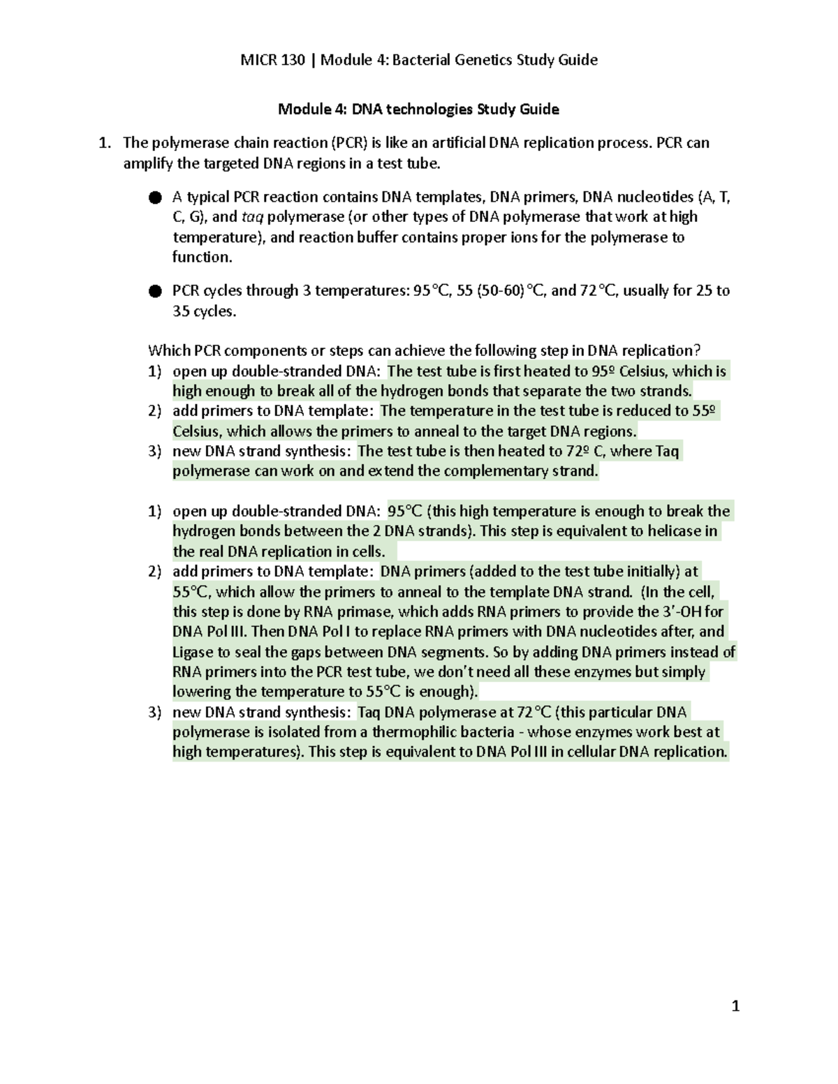 Module 4 DNA Technologies Study Guide - MICR 130 | Module 4: Bacterial ...