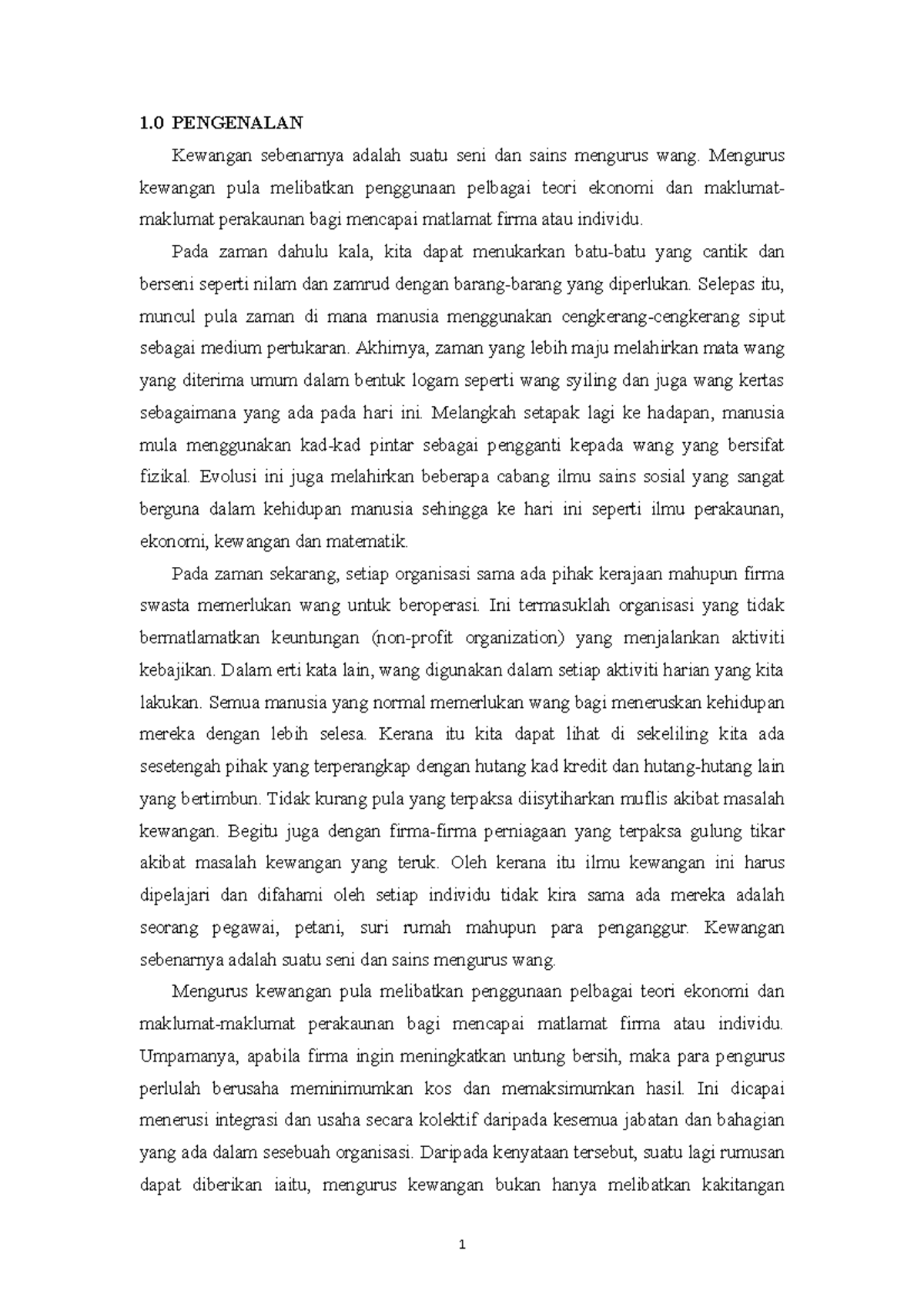 Assignment - corporate comm - 1 PENGENALAN Kewangan sebenarnya adalah ...