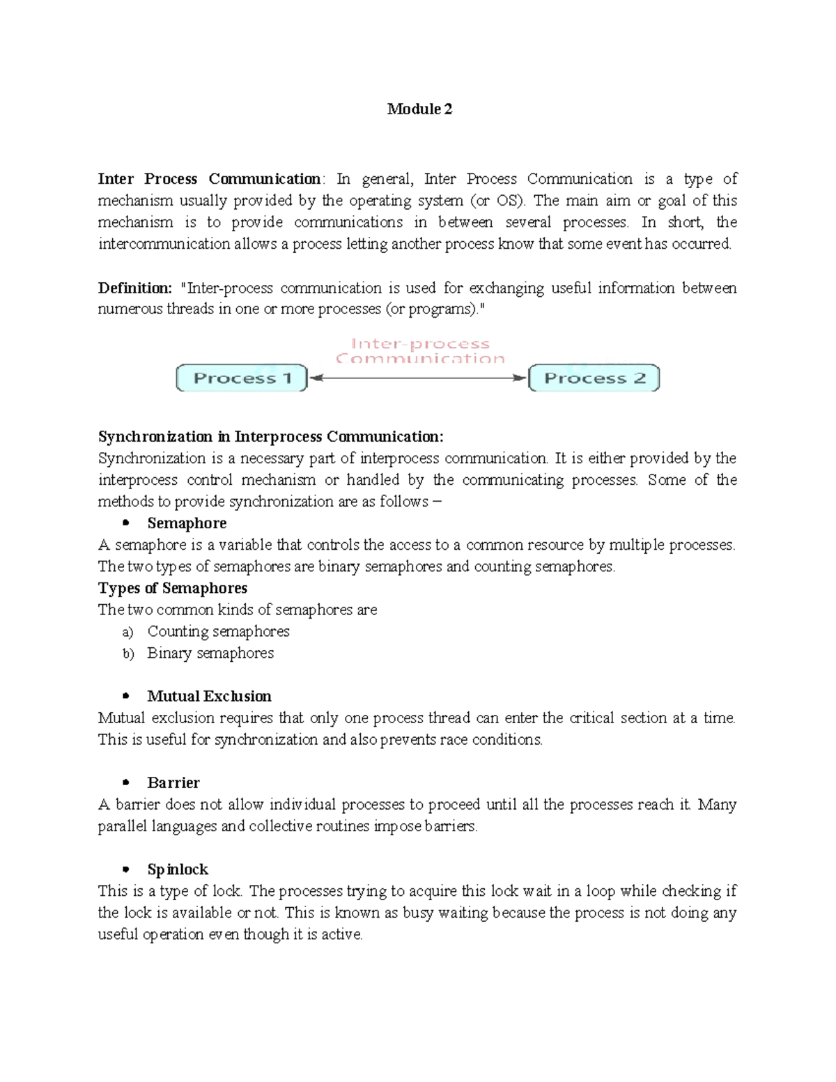 Module 2 - Module 2 Inter Process Communication: In general, Inter ...