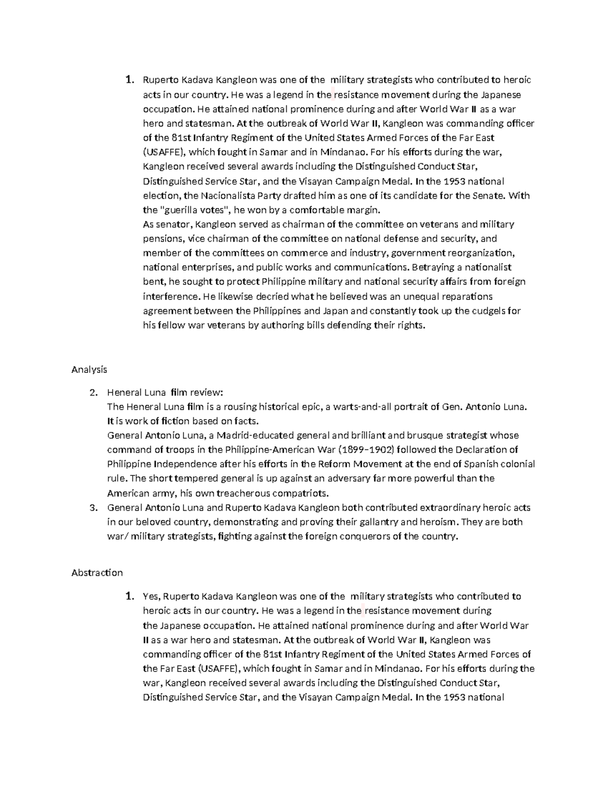 history of our past heroes - 1. Ruperto Kadava Kangleon was one of the ...