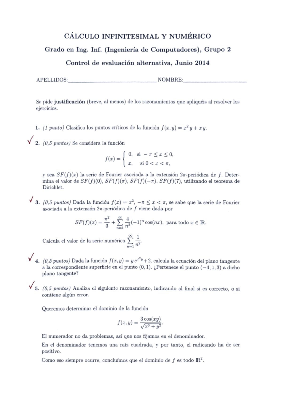 IC G2 Junio de 2014 (Resuelto) - Cálculo Infinitesimal y Numérico - Studocu