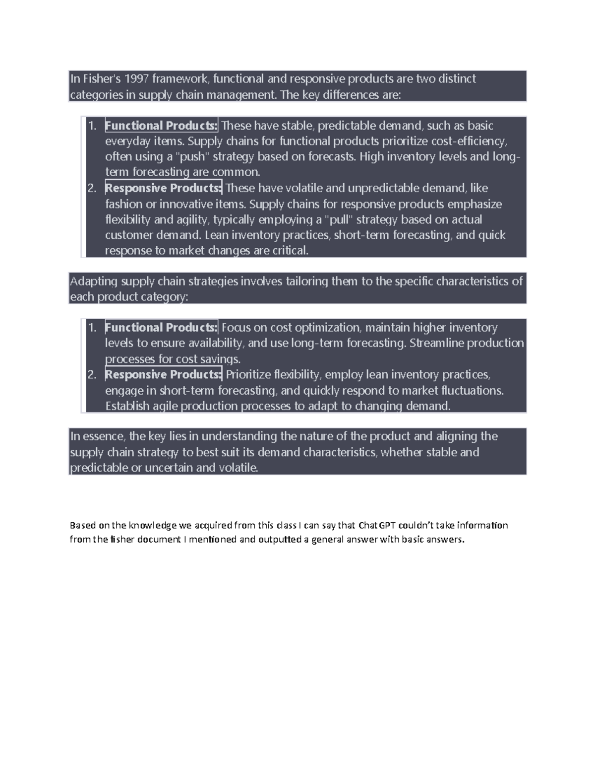 In Fisher - supply chain - In Fisher's 1997 framework, functional and ...