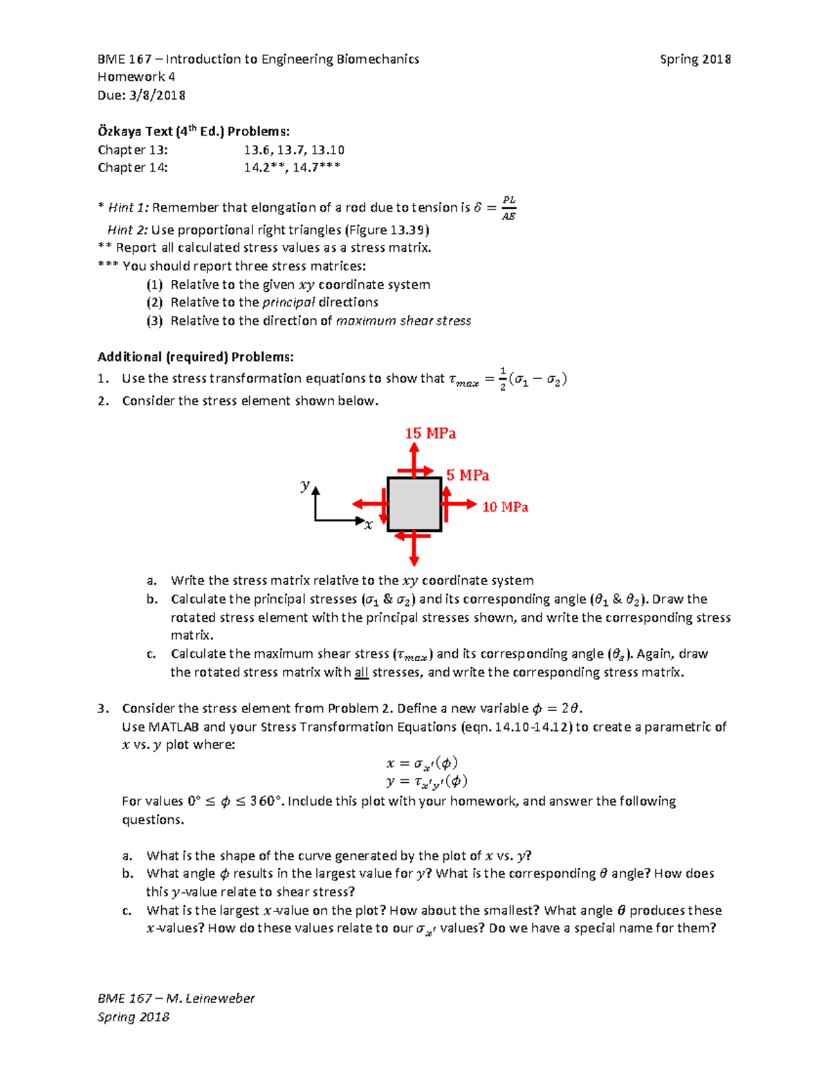 BME 167 - Homework 4 Questions - BME 167 Introduction to Engineering ...