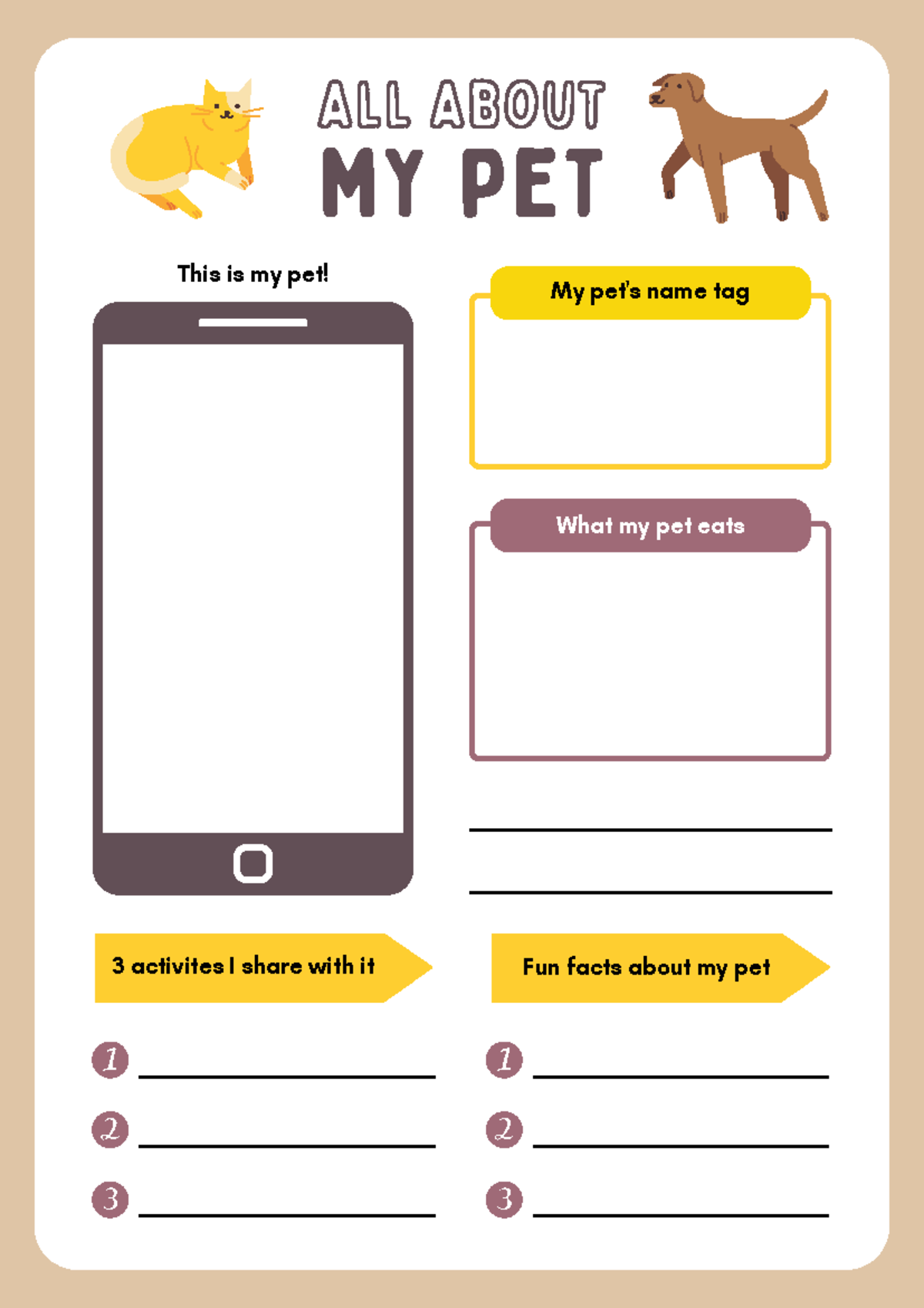 All About My Pet Worksheet - Psicomotricidad - This is my pet! What my ...