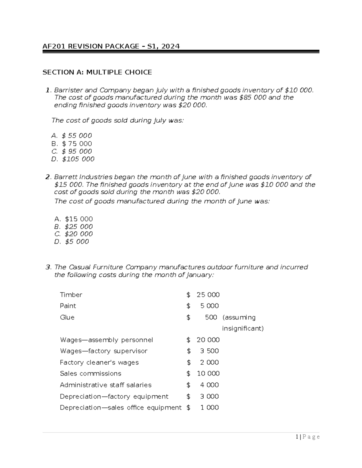 Revision Package s1, 2024 - AF201 REVISION PACKAGE – S1, 2024 SECTION A ...