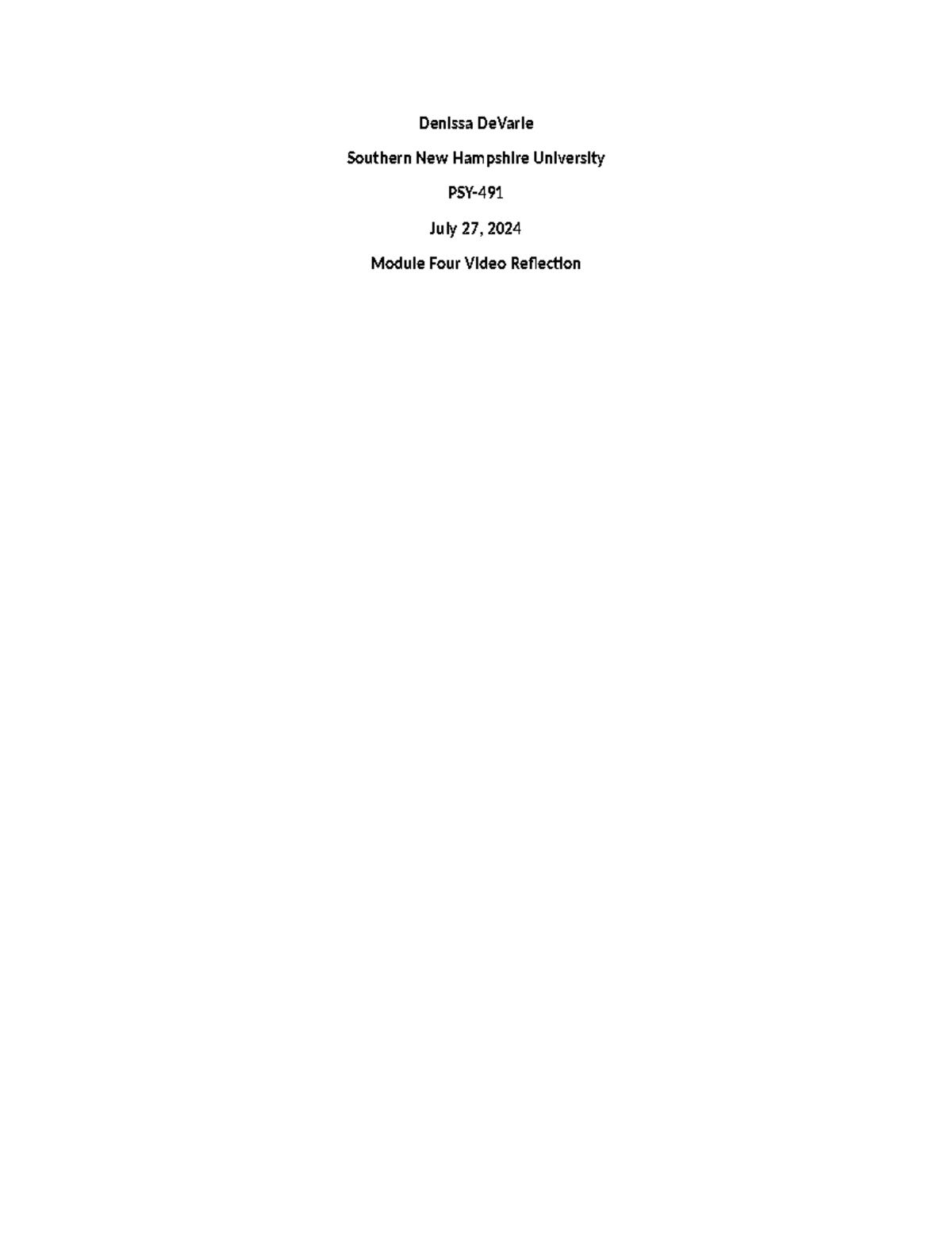 Module Four Video Reflection - Denissa DeVarie Southern New Hampshire ...