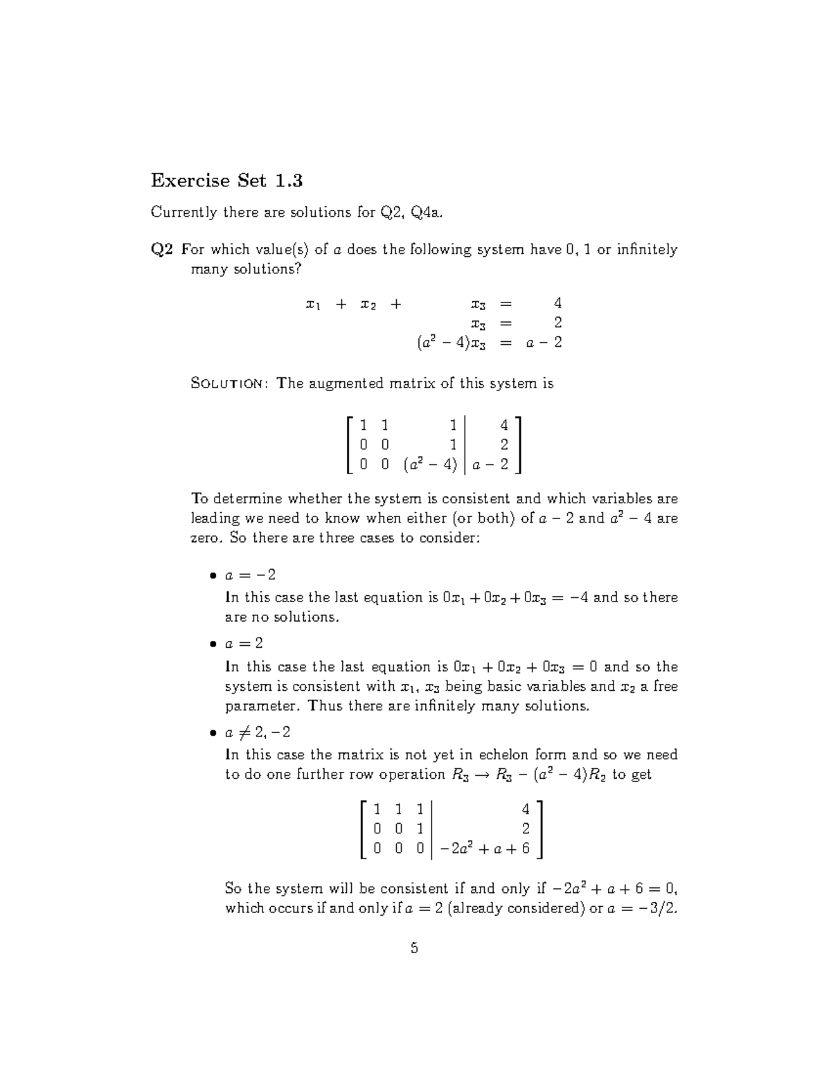 linear system solution problems - Exercise Set 1. Currently there are solutions for Q2, Q4a. Q2 ...
