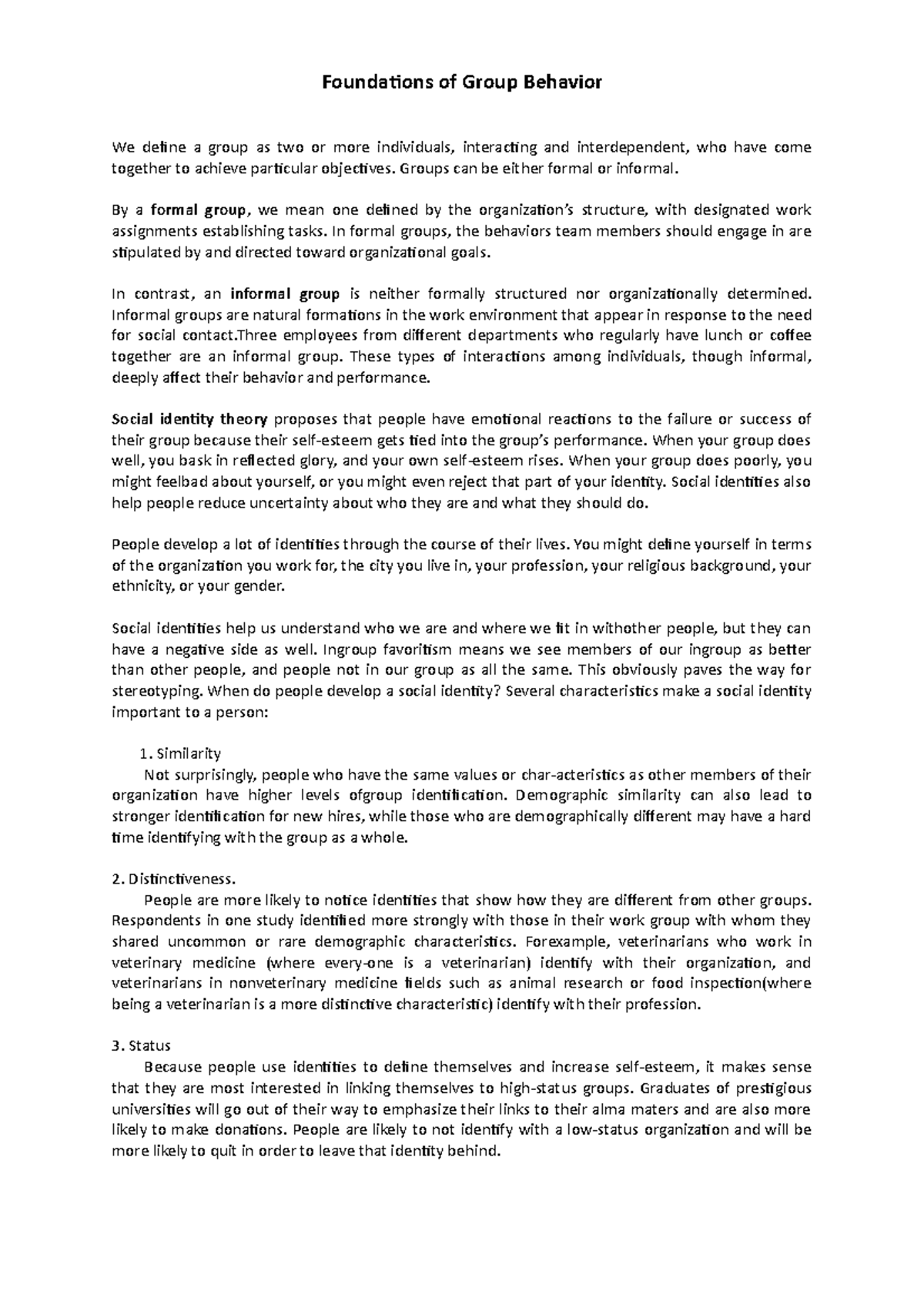 4 Foundations Of Group Behavior Groups Can Be Either Formal Or