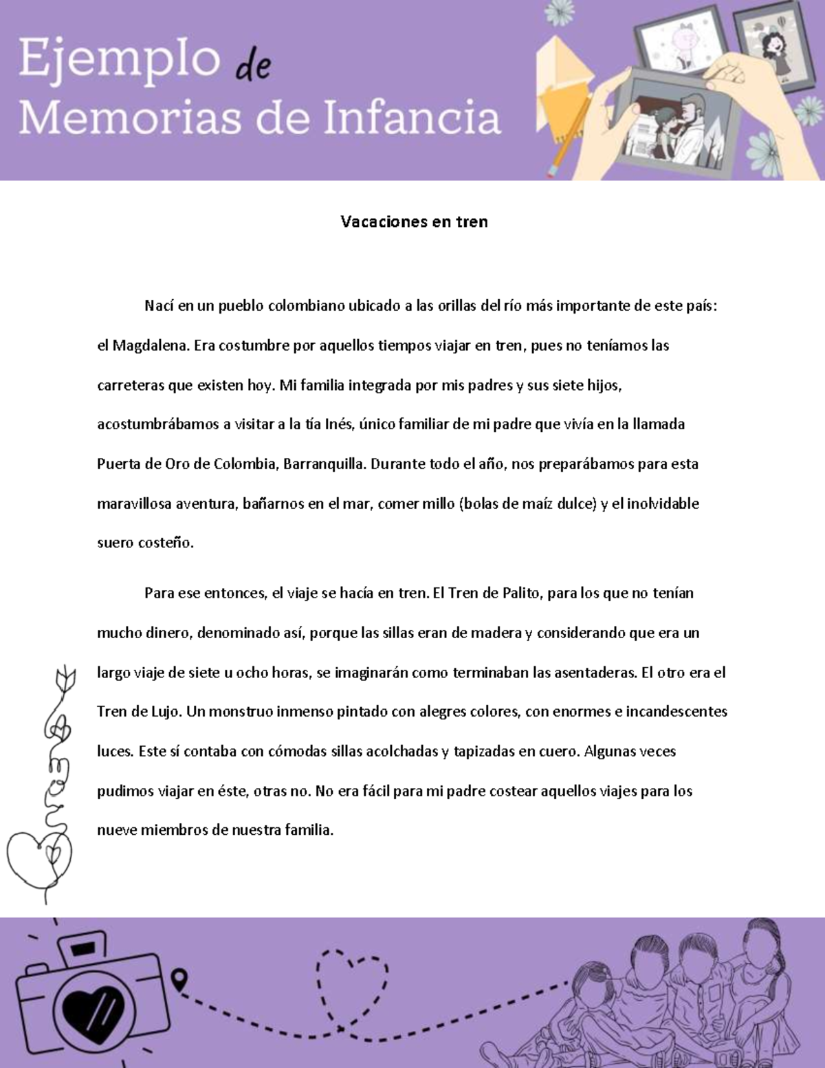 Anexo 3- Ejemplo de memorias de infancia - Vacaciones en tren Nací en ...