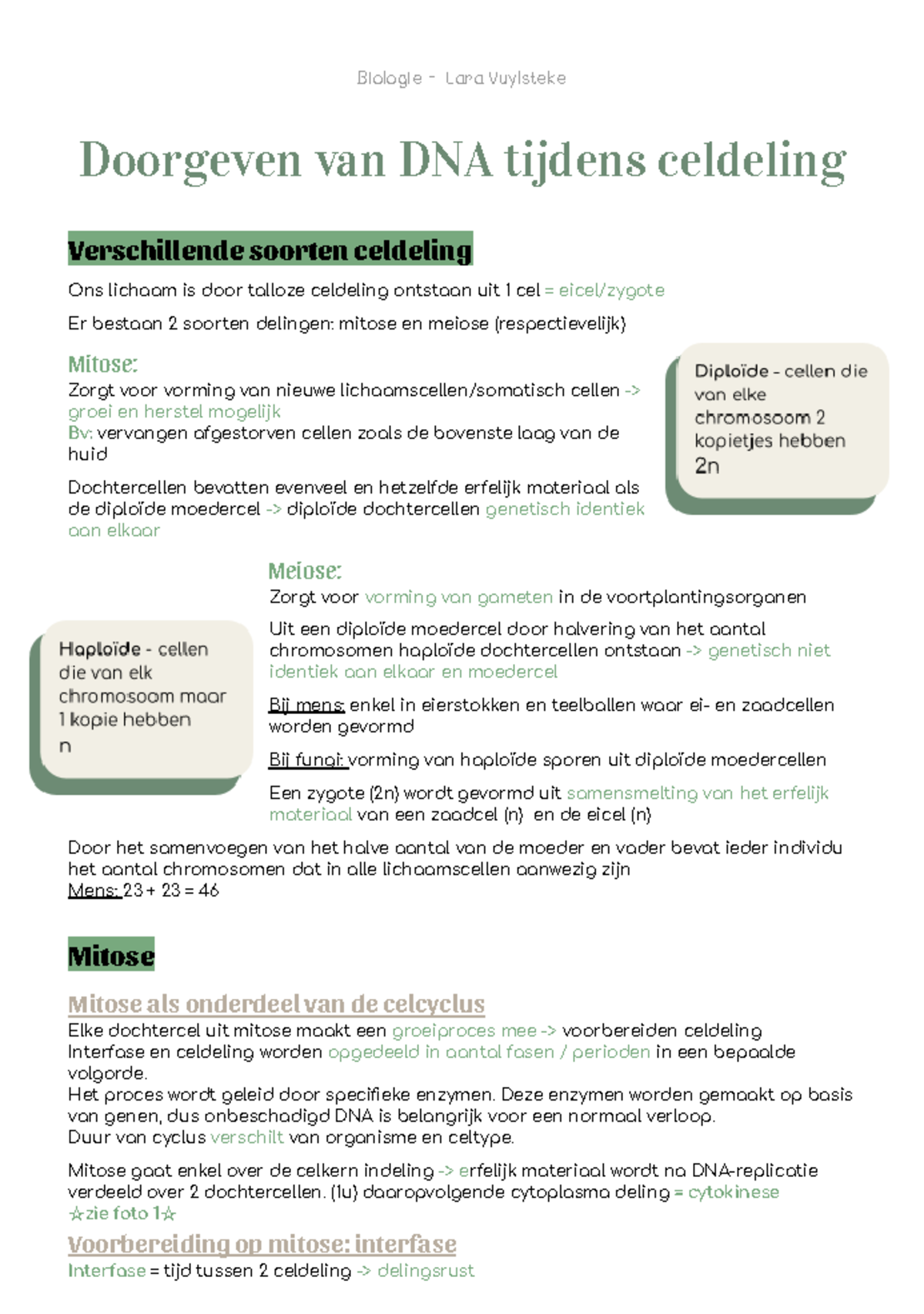 Biologie - doorgeven van DNA tijdens celdeling - Doorgeven van DNA ...