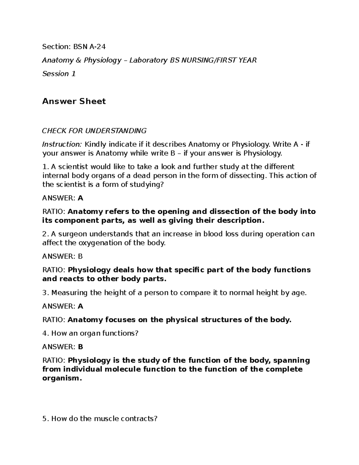 Anatomy - LAB 1 - Section: BSN A- Anatomy & Physiology – Laboratory BS ...