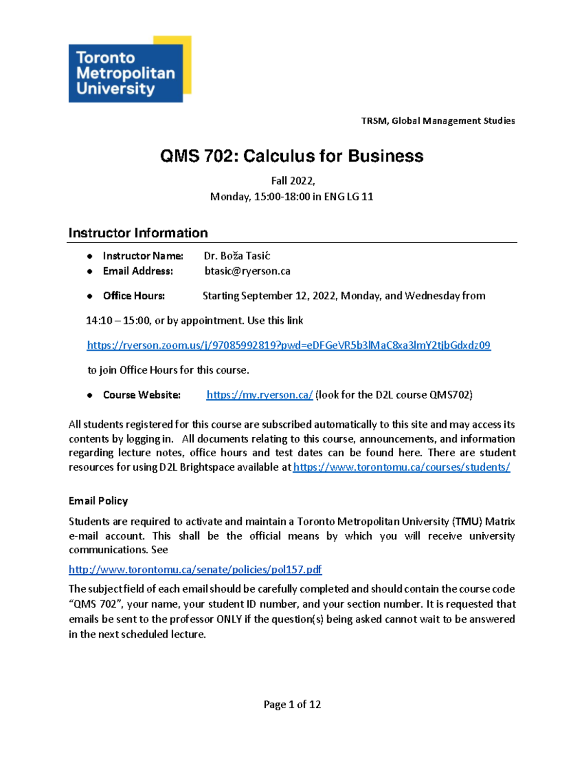 QMS702 Fall22 Course Outline Boza - TRSM, Global Management Studies QMS ...