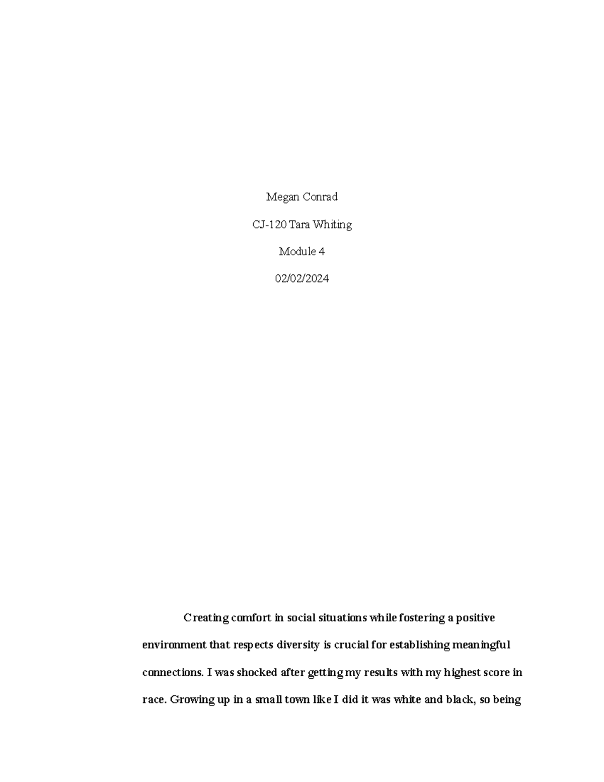 CJ 120 Module 4 2 2 24 - Megan Conrad CJ-120 Tara Whiting Module 4 02 ...