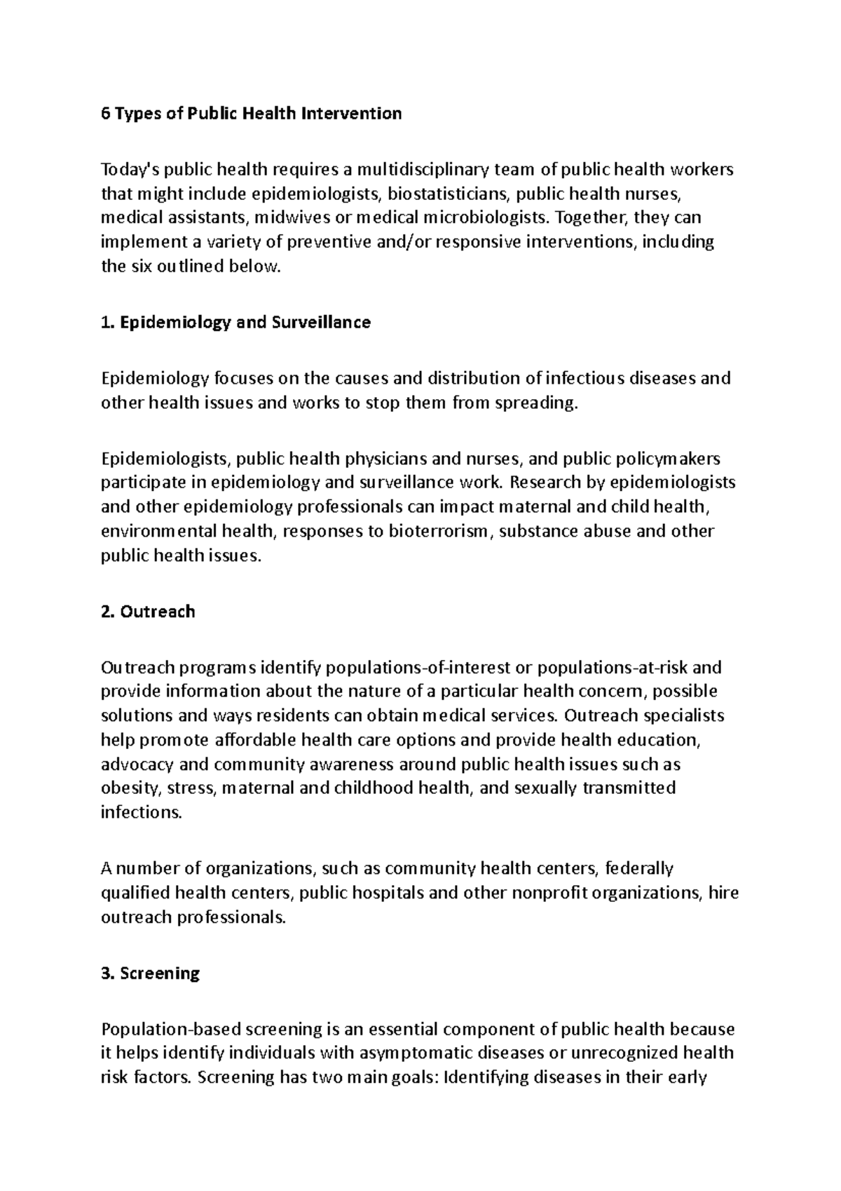 6 Types of Public Health Intervention - 6 Types of Public Health ...