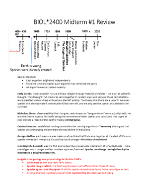 Midterm-2-notes - BIO 2400 - Review for MIDTERM MODERN SYNTHESIS RECAP ...