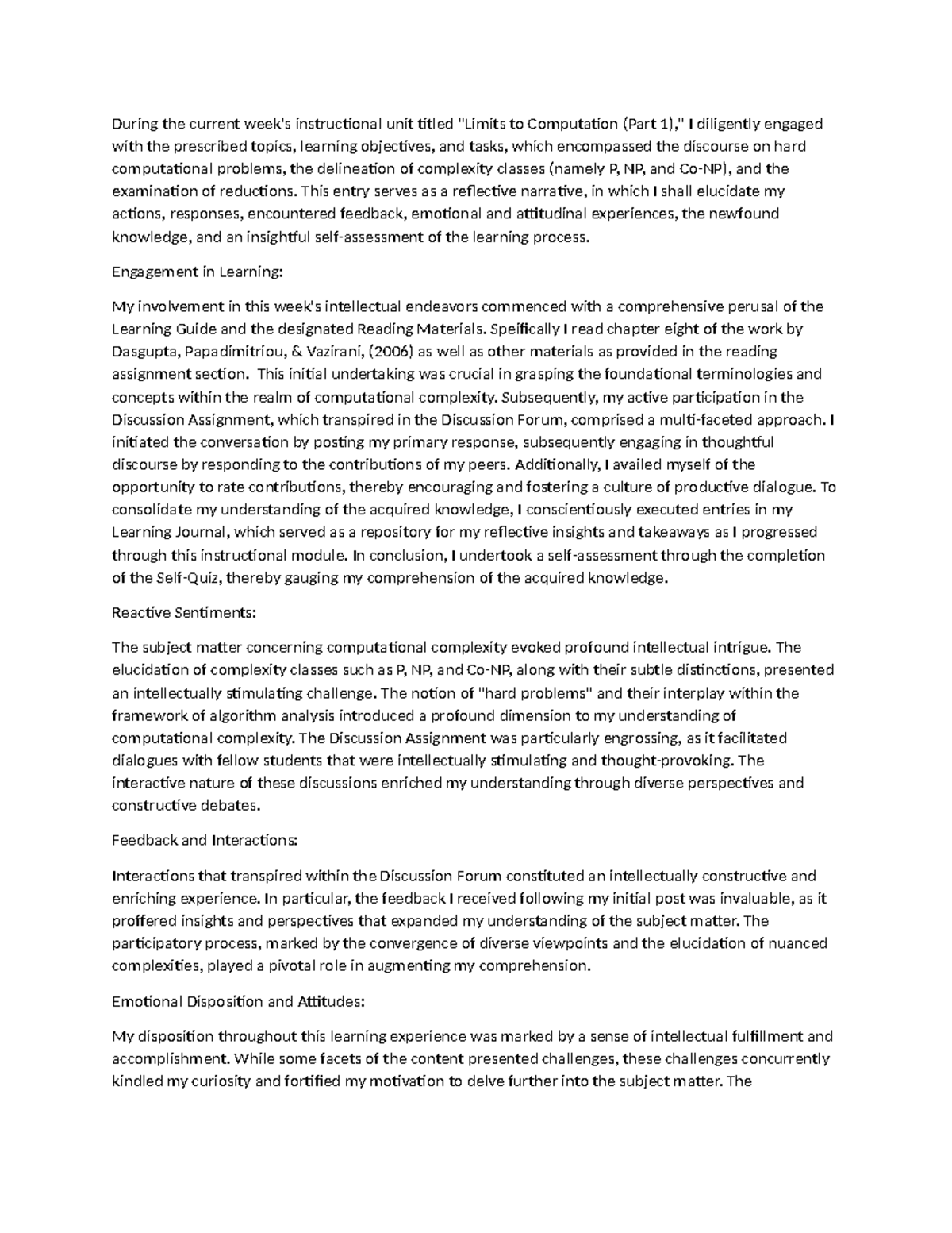 CS 3304 Learning Journal unit 7 - During the current week's instructional unit titled "Limits ...