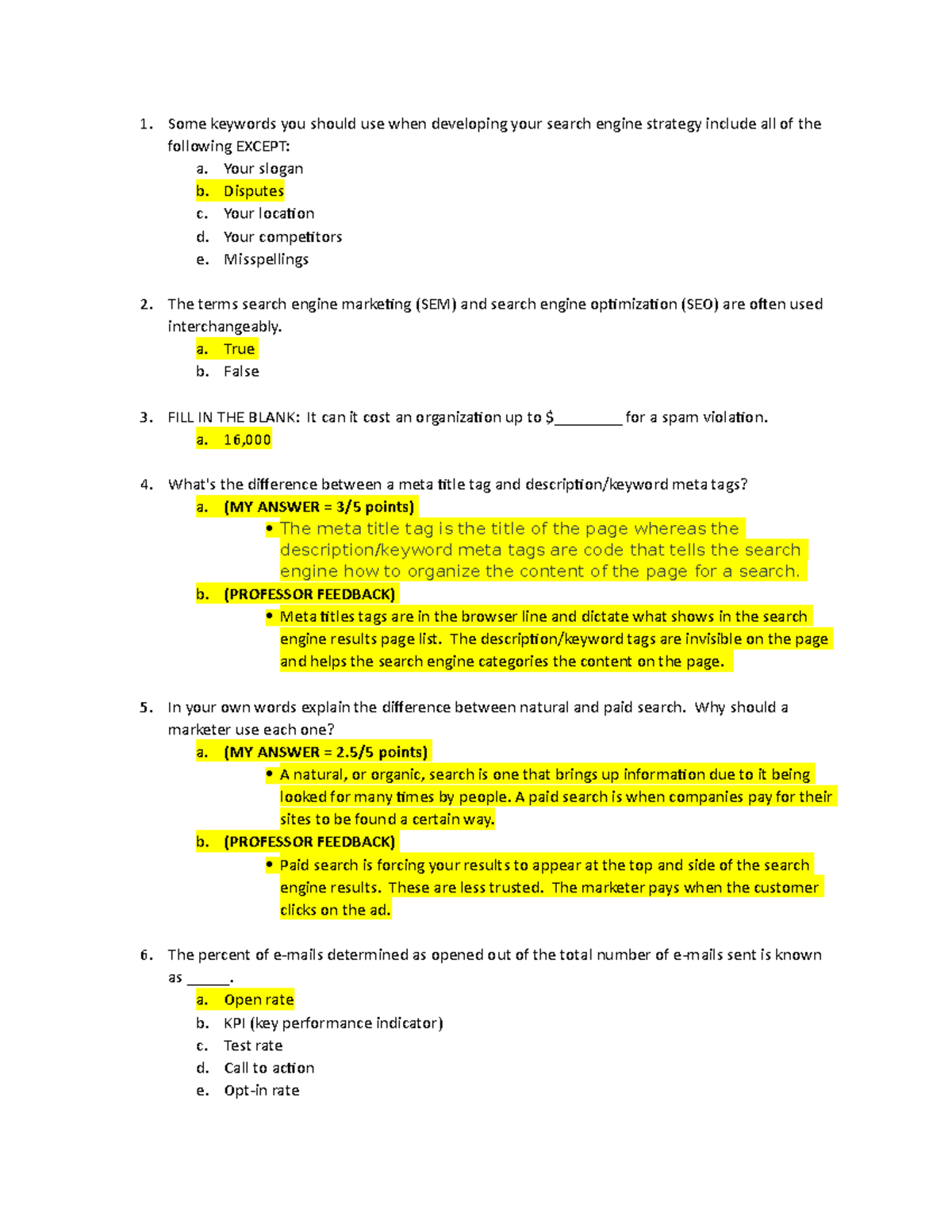 E-Marketing Week 3 Quiz - Some keywords you should use when developing ...