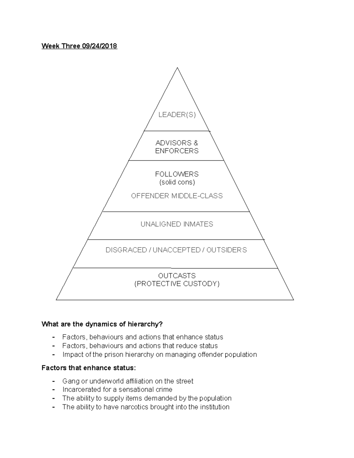 Week 3 Notes, Correctional Institutions - Week Three 09/24/2018 LEADER ...