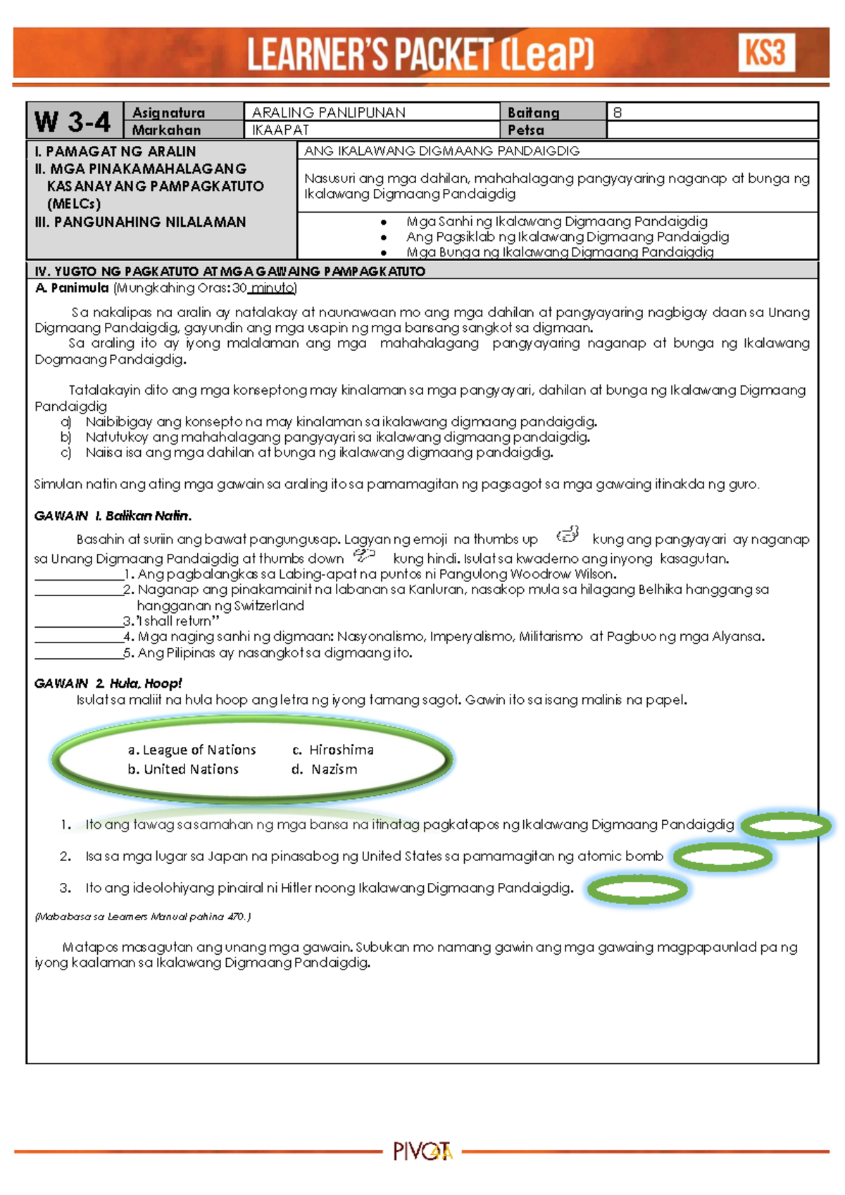 Q4 AP8 Week 3 4 - Summary dadasadwda awdadw adw ad a wda aw d - W 3 - 4 Asignatura ARALING - Studocu