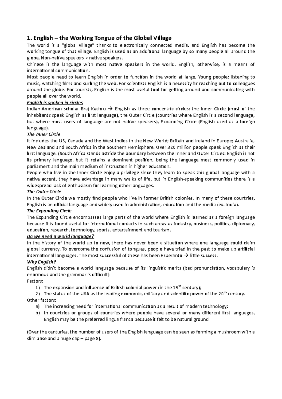 One tongue, many voices - 1. English – the Working Tongue of the Global ...